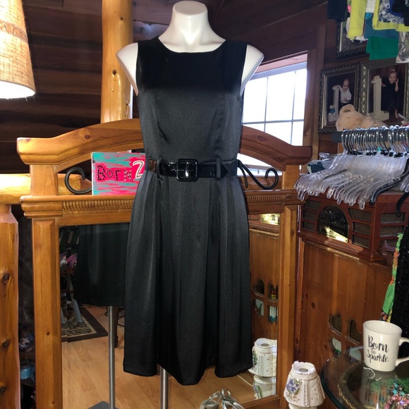 Apt. 9 | Dresses | Apt 9 Shiny Sheath Black Belted Dress Nwot Nice ...